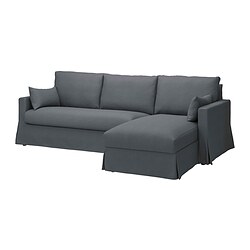 HYLTARP trivietė sofa su gul. foteliu, deš. Gransel pilka | IKEA Lietuva