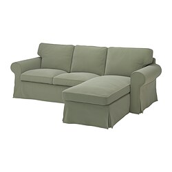 EKTORP trivietė sofa su gulimuoju foteliu Hakebo pilkai žalia | IKEA Lietuva